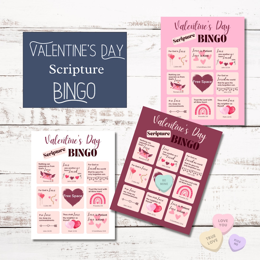 Valentine Bingo Scripture BINGO Cards for Valentine's Day - Etsy