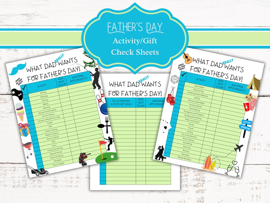 Father's Day Activity/gift Sheet | What Dad Really Wants for Father's ...