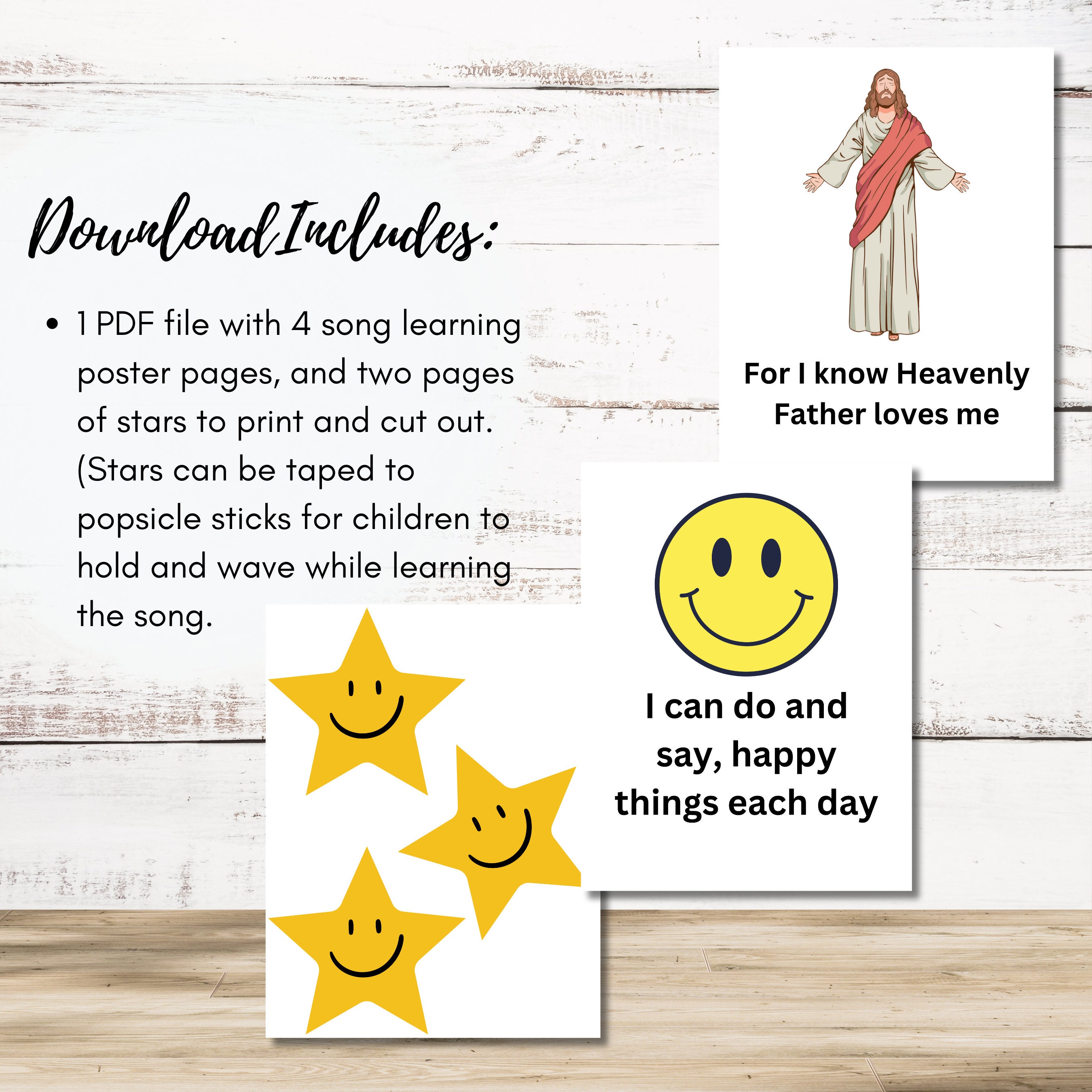 Primary/nursery Song Props and Flyers Printable Lyric Pages and Star ...