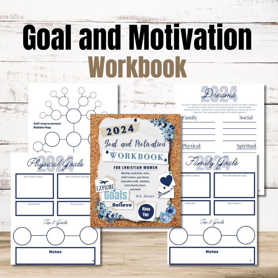 2024 Goal Planner & Motivation Workbook Habit Tracker Printable - Etsy