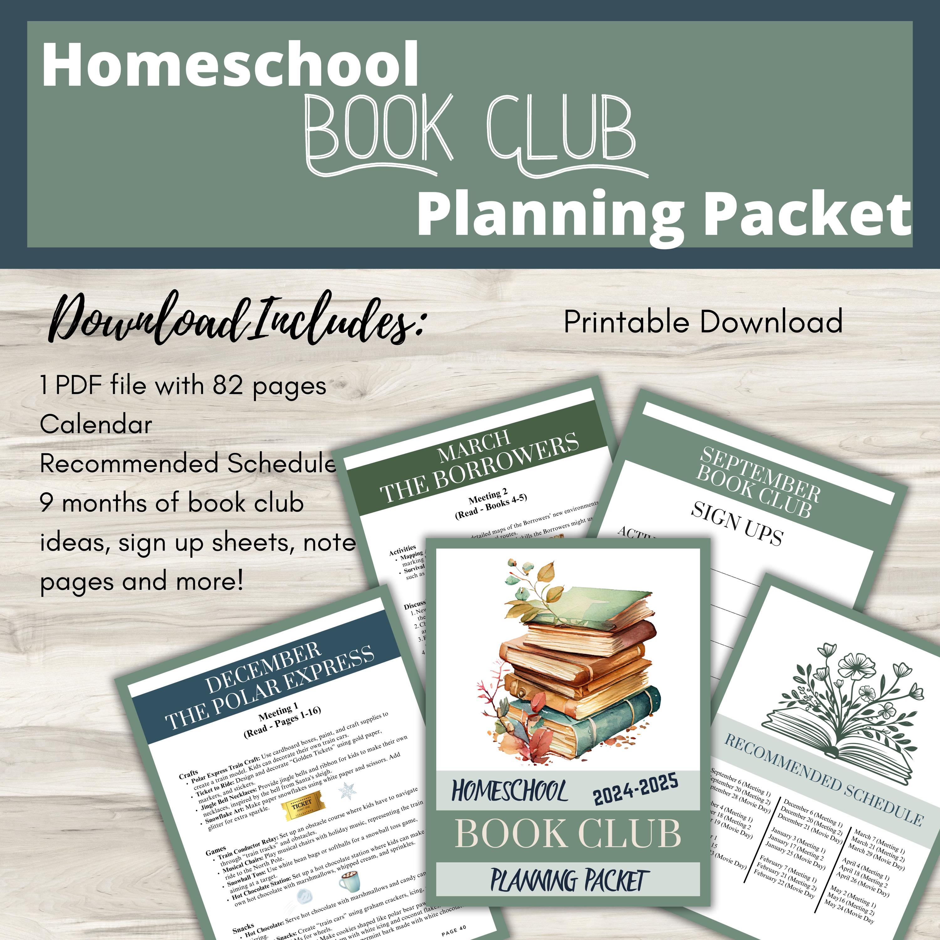 Homeschool Book Club Planning Packet 2024-2025 - Etsy