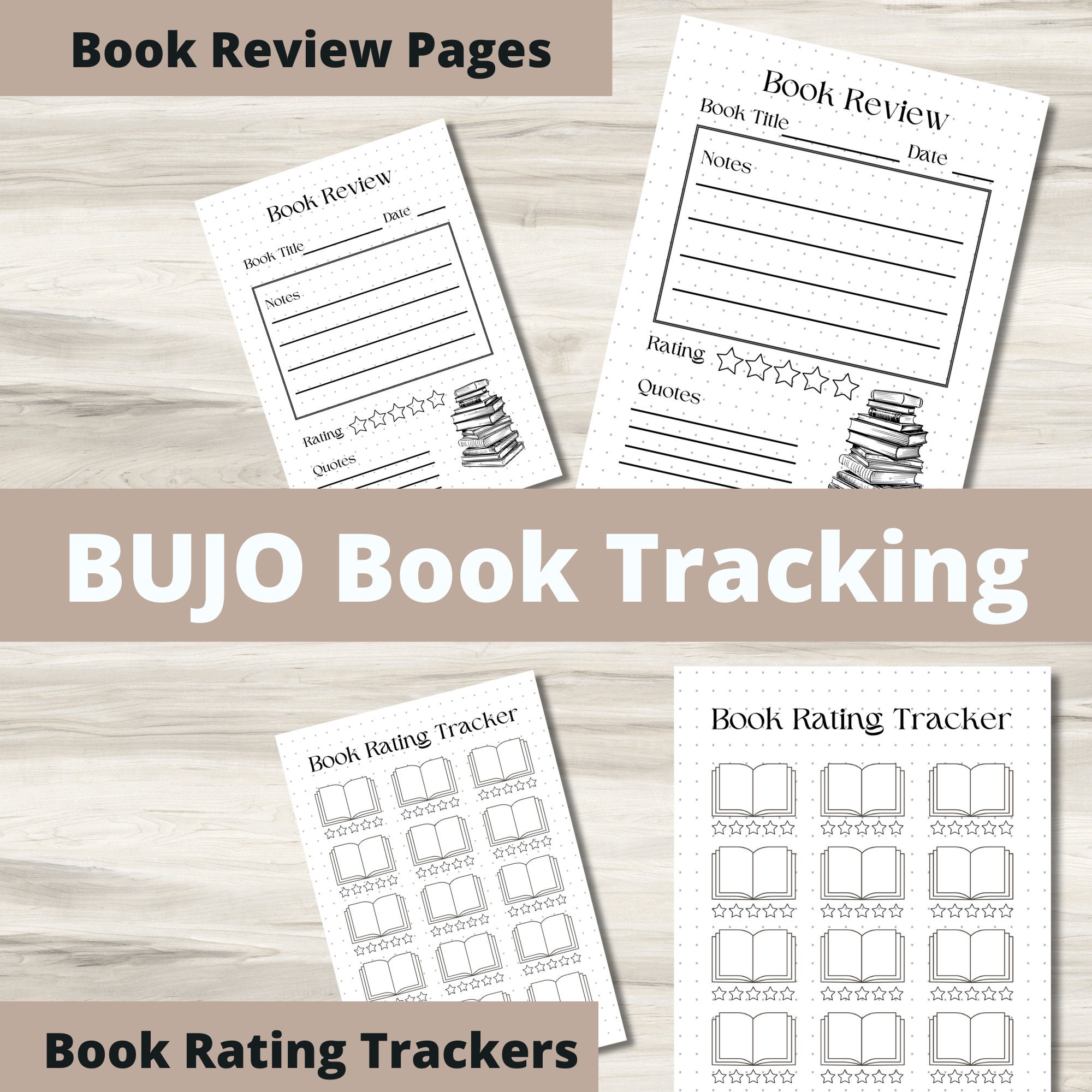 BUJO Book Review and Rating Trackers | Reading Bullet Journal Pages ...
