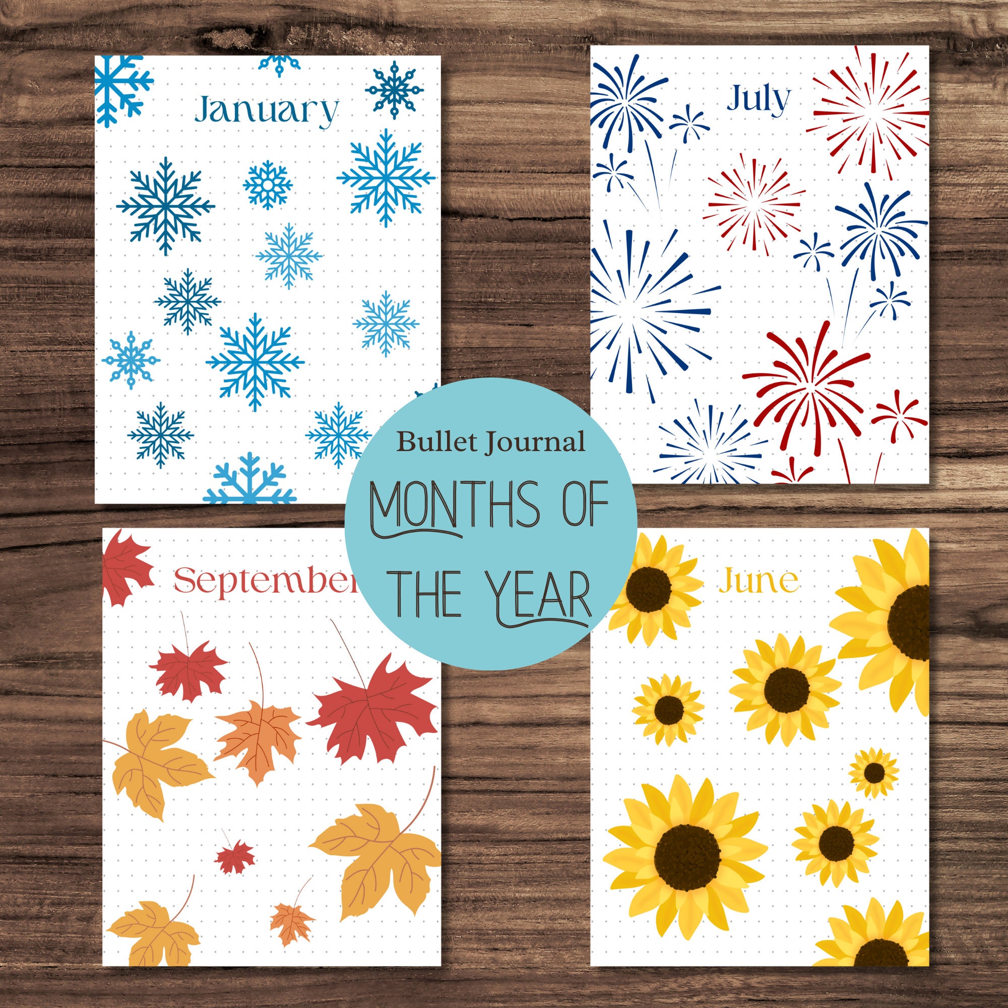 Months of the Year Bullet Journal Pages | Planning for the Year - Etsy