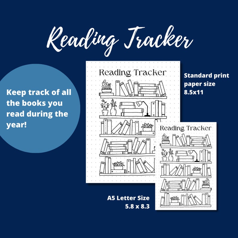 Reading Tracker | Bullet Journal Reading Tracker | PRINTABLE A5 Journal ...