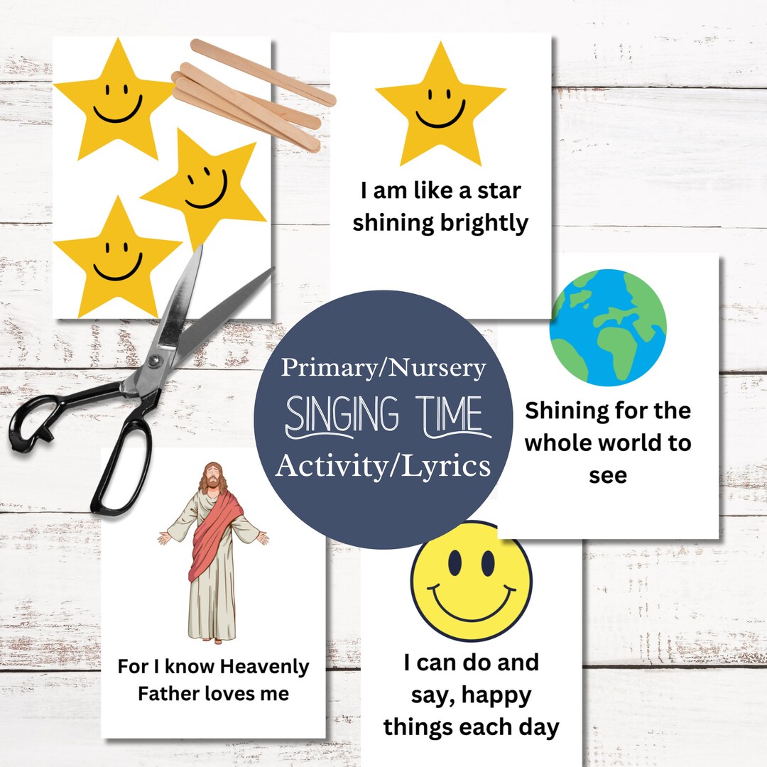 Primary/nursery Song Props and Flyers Printable Lyric Pages and Star ...