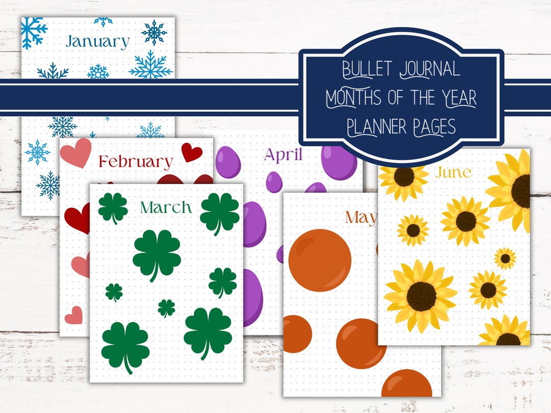 Months of the Year Bullet Journal Pages Planning for the Year - Etsy