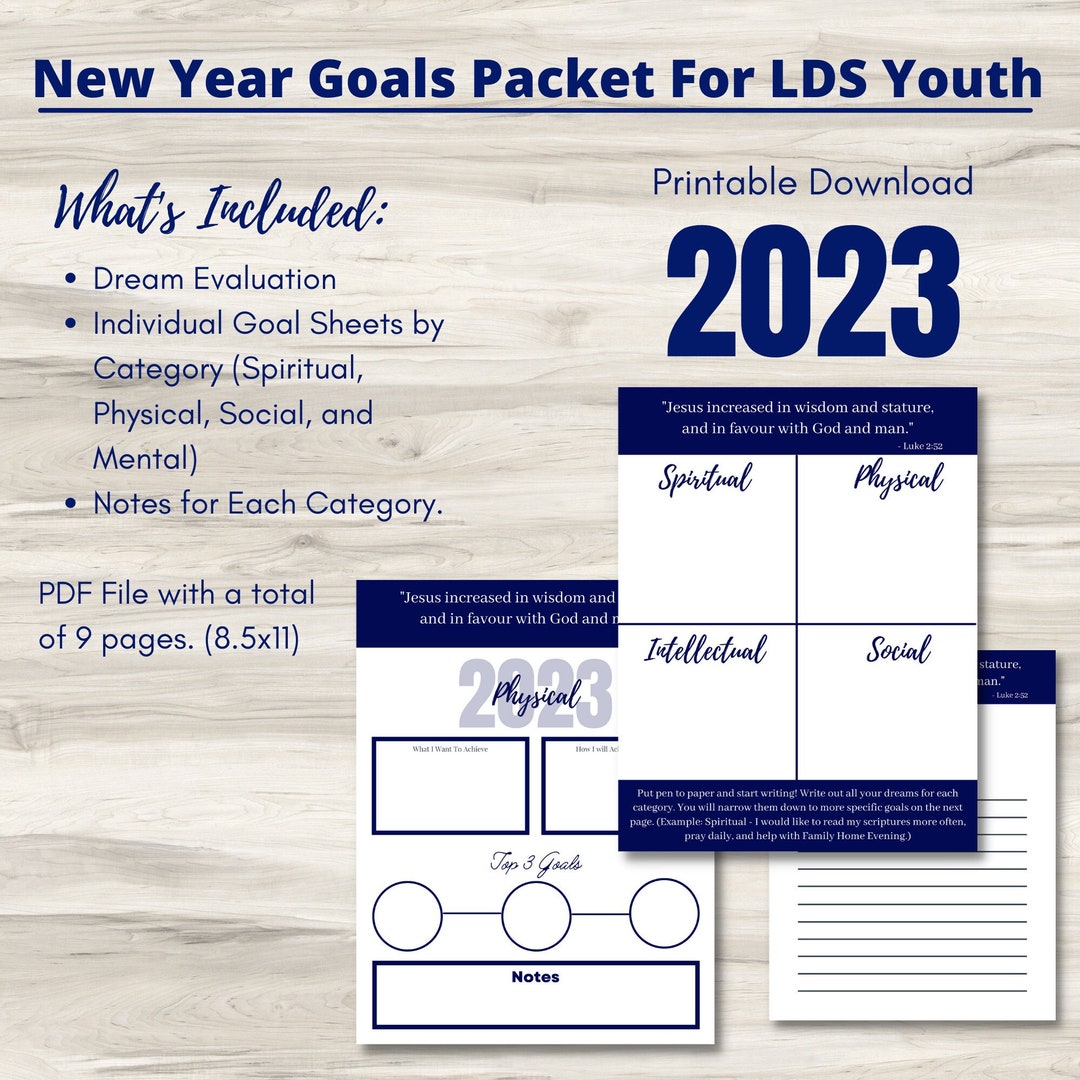 Four Goals Printable 2023 LDS Youth Spiritual Physical - Etsy Finland