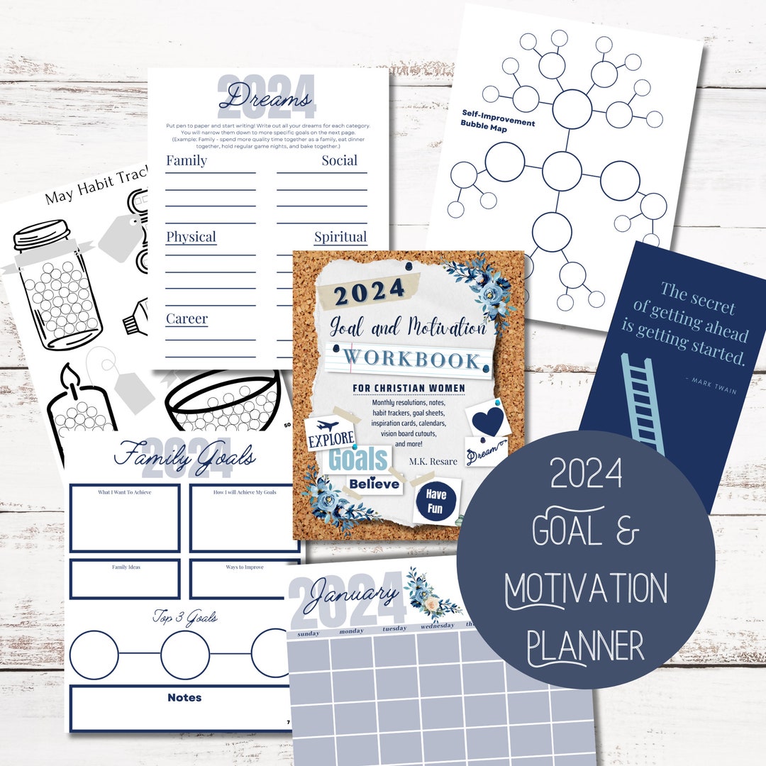 2024 Goal Planner & Motivation Workbook Habit Tracker Printable - Etsy