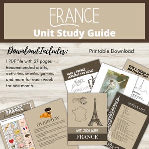 France Geography Unit Study for Ages 5-12 - Etsy