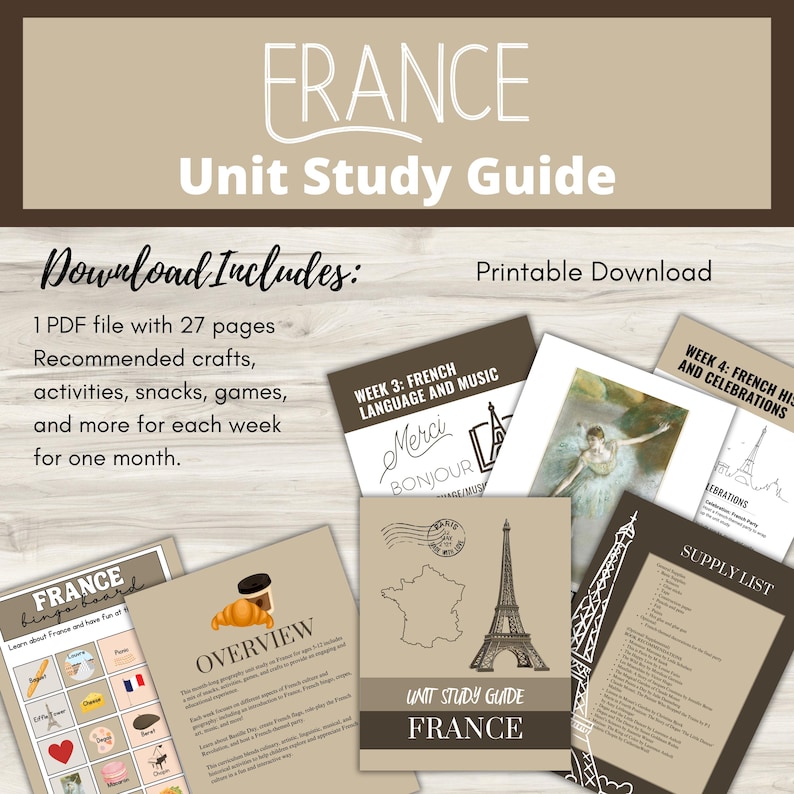 France Geography Unit Study for Ages 5-12 - Etsy