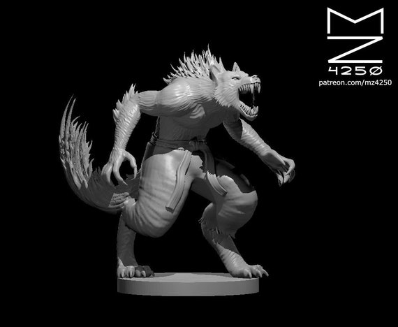 Werewolf Monk 3D Printed Miniature for Tabletop RPG - Etsy