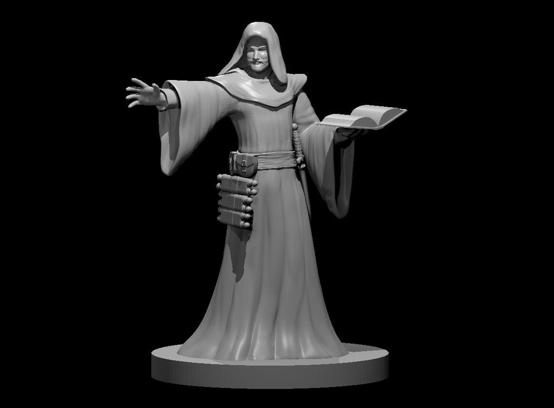 Wizard With Book and Scrolls - 3D Printed Miniature for Tabletop Gaming ...