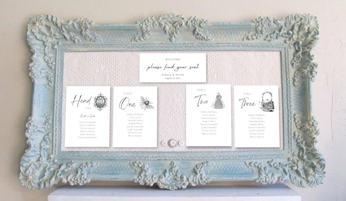 Regency Table Seating Chart, Wedding Names, Jane Austen, Reception ...