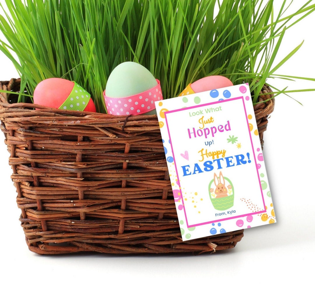 Hopped up Easter Basket Tag, Happy Easter Bunny, Cute Funny, Printable ...