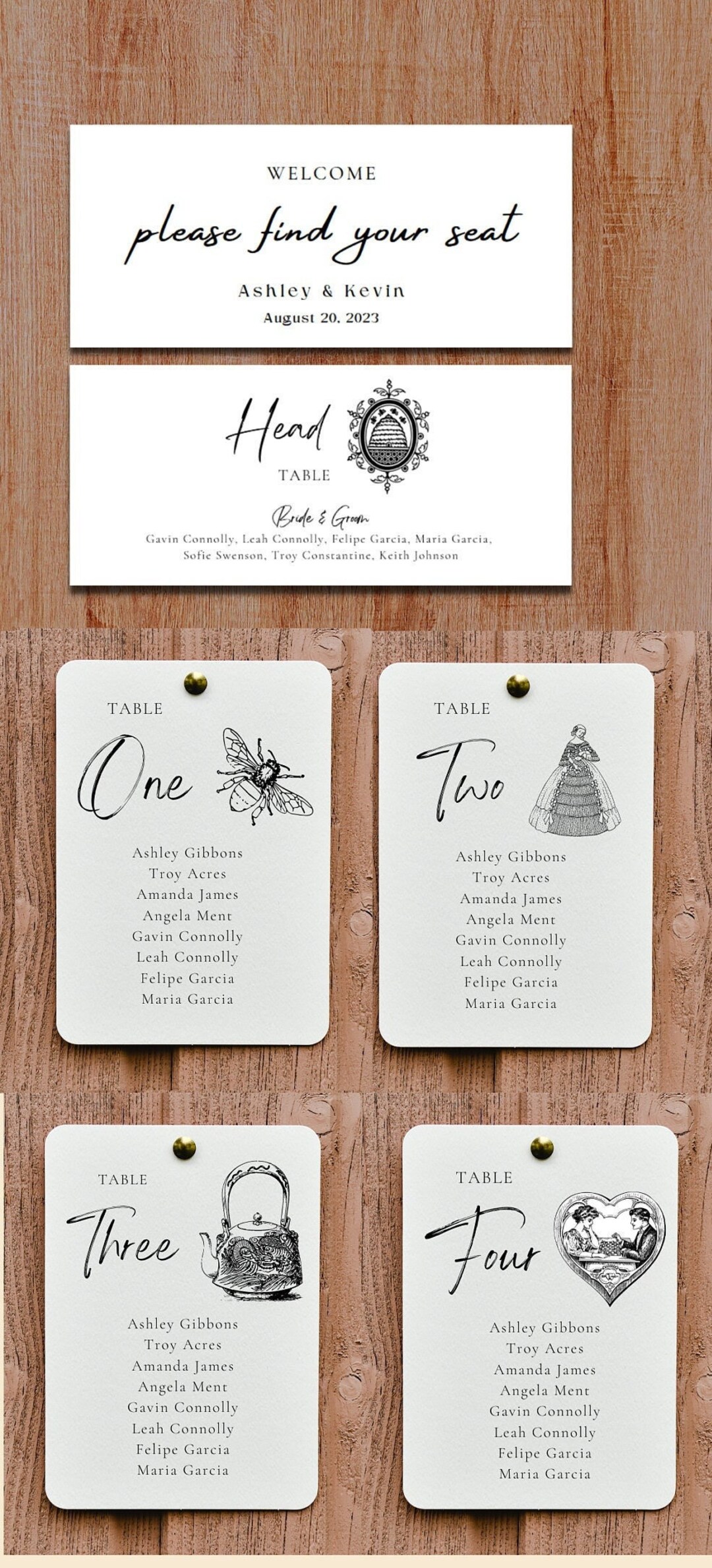 Regency Table Seating Chart, Wedding Names, Jane Austen, Reception ...