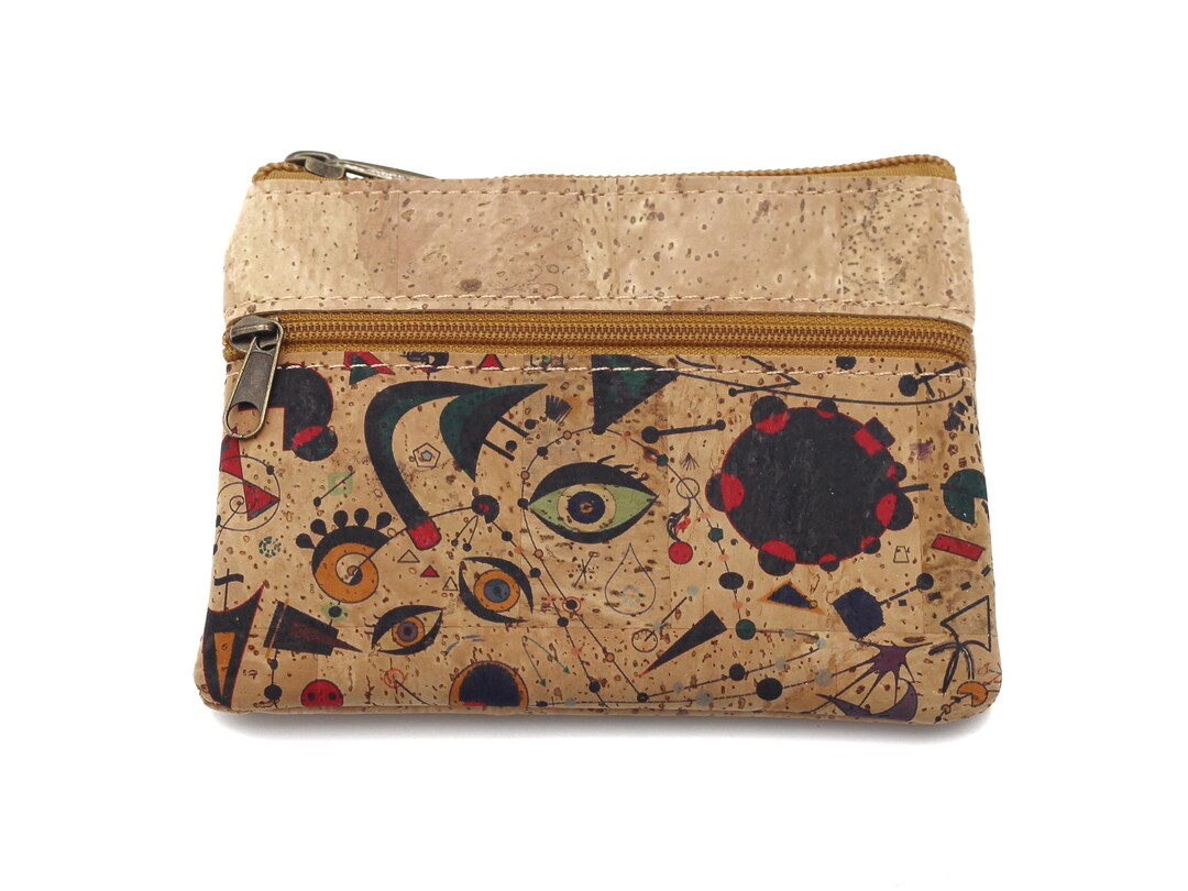 Natural Cork Coin Purse With an Artistic Print Inspired by Mirò's Works ...