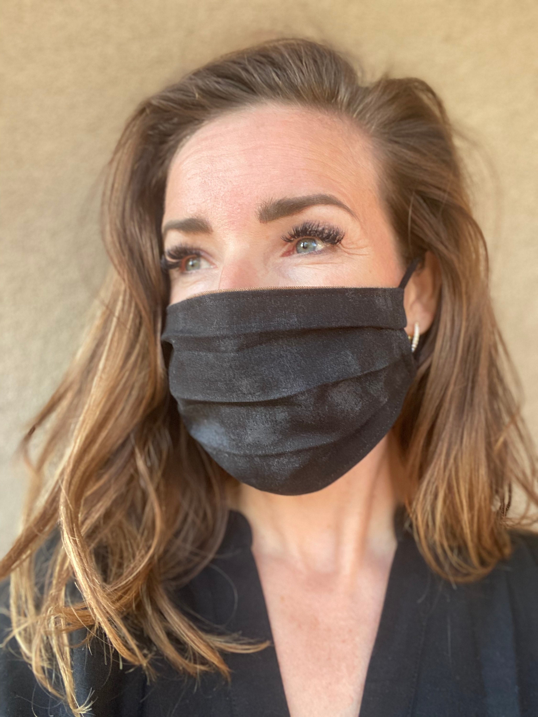 Black Face Mask Ikat Japanese Print Adjustable Ear Elastic | Etsy