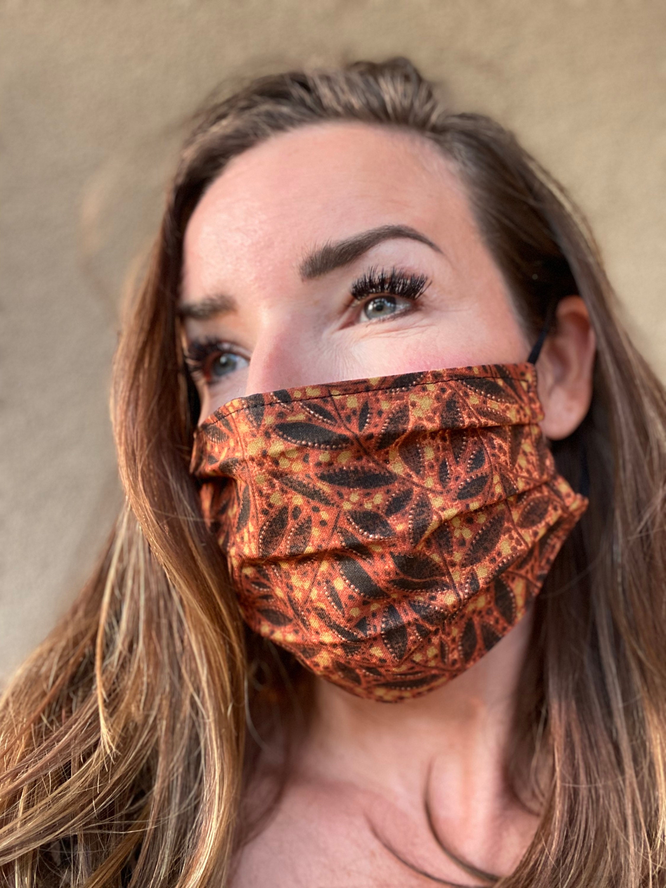 Fall Leaf Face Mask Fall Autumn Orange and Green Lightweight | Etsy