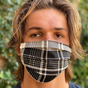 Plaid Face Mask Fall Spring Lightweight Gingham Check Black - Etsy
