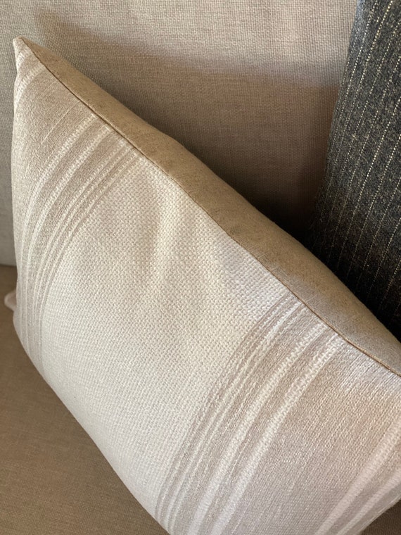 Designer Stripe Pattern Pillow Cover Cream Background Oatmeal - Etsy