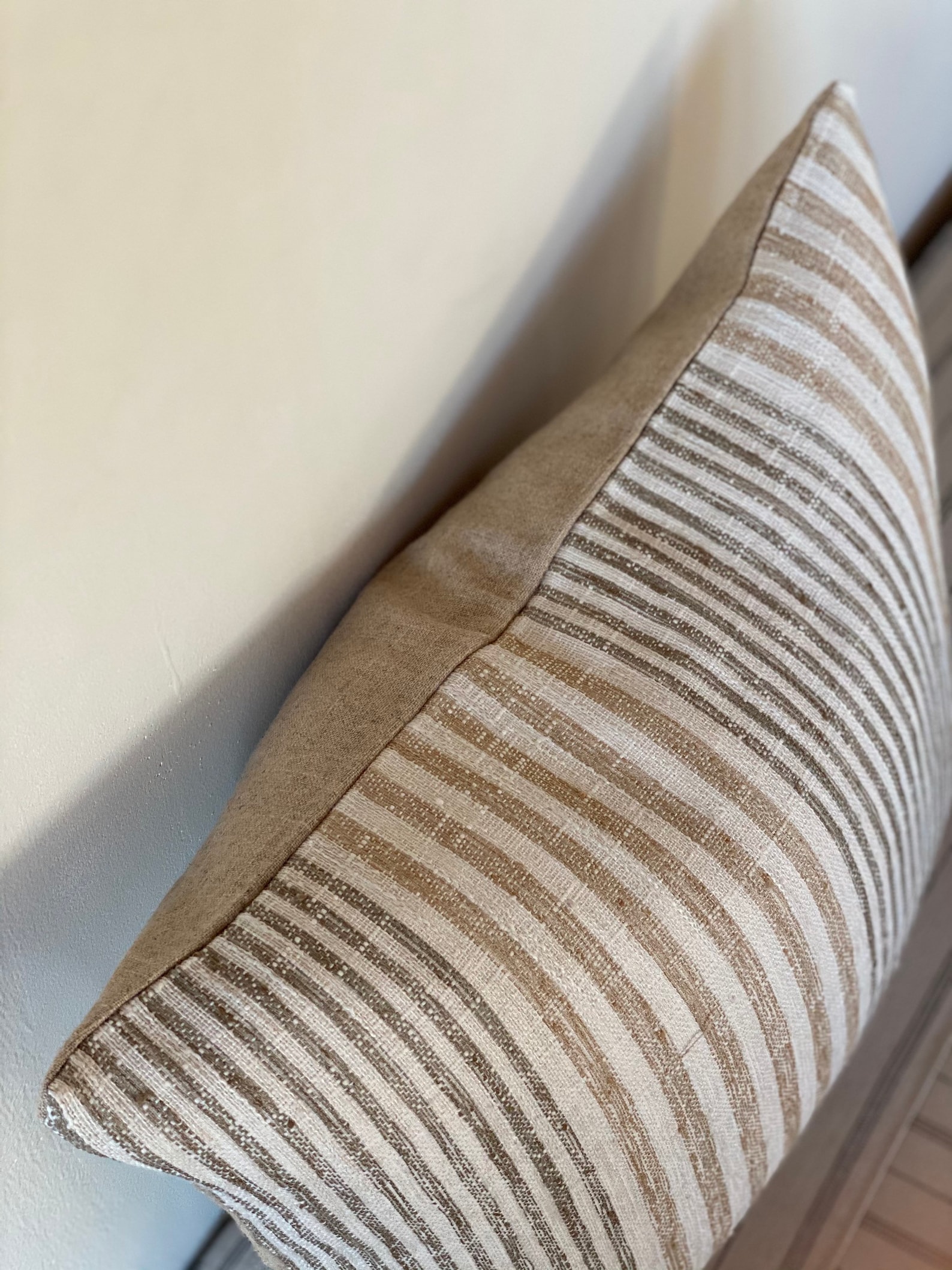 Designer Stripe Pattern Pillow Cover With Cream Background With Oatmeal ...