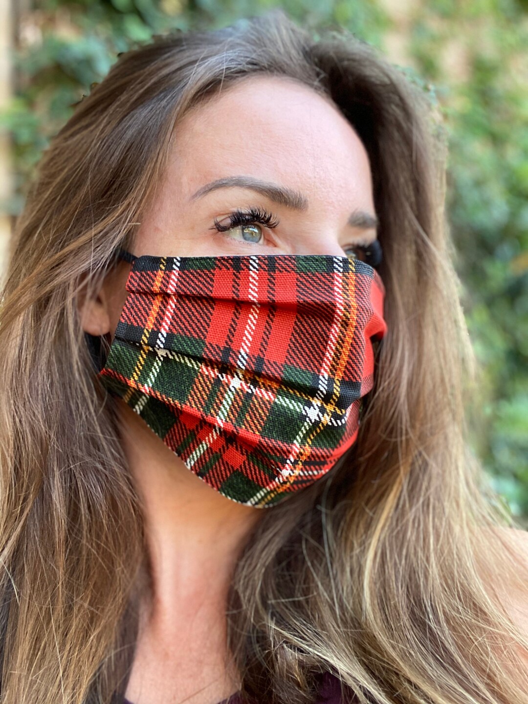 Red Plaid Tartan Face Mask Winter Christmas or Holiday Red and - Etsy