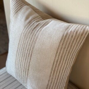 Designer Stripe Pattern Pillow Cream Background With Oatmeal Stripe ...