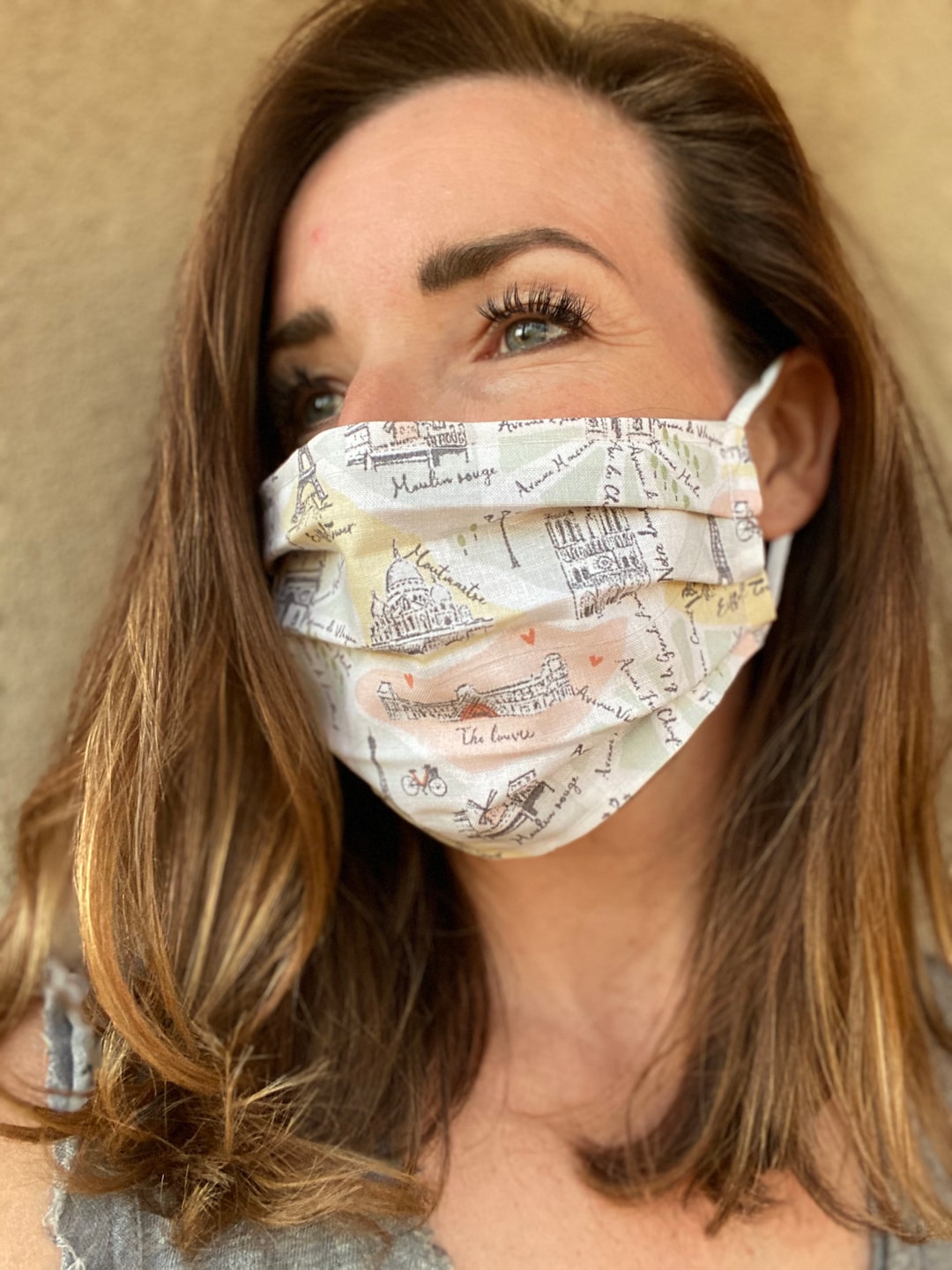 Paris Face Mask Adjustable Ear Elastic Beads Lightweight Eiffel Tower ...