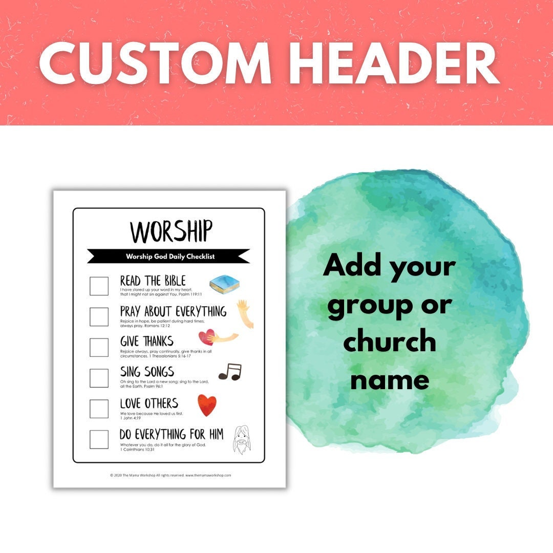Custom Header for the Worship Checklist - Etsy