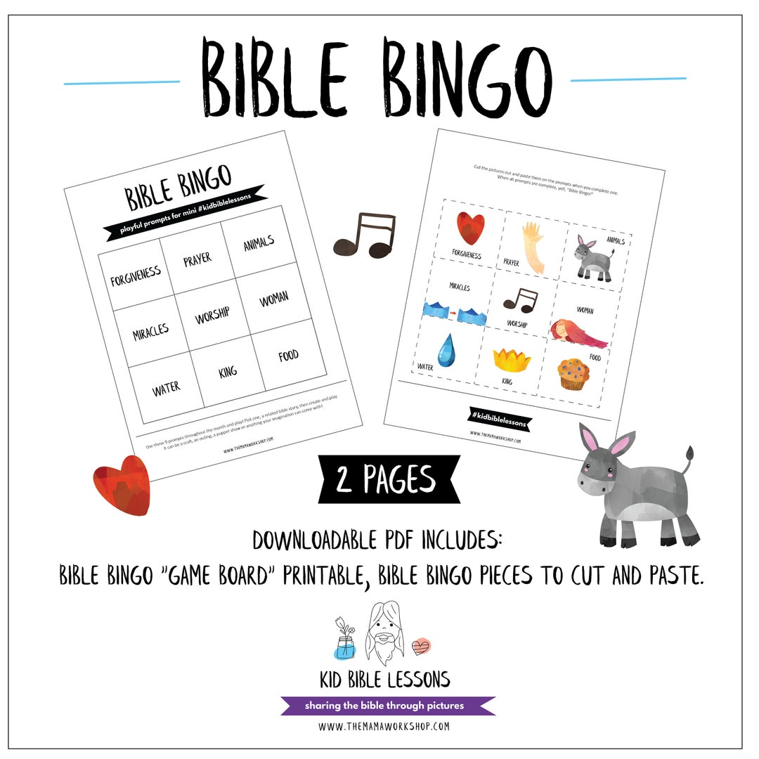 PRINTABLE Bible Bingo | Bible Activity | Kids Bible Study | Sunday ...