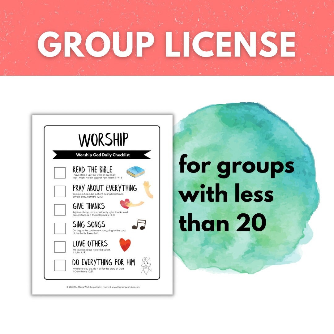 Group License for the Worship Checklist | 20 or Less Kids - Etsy