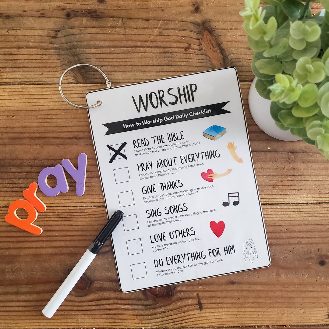 Worship Checklist for Kids, Bible Activities for Kids, Kid's Bible ...