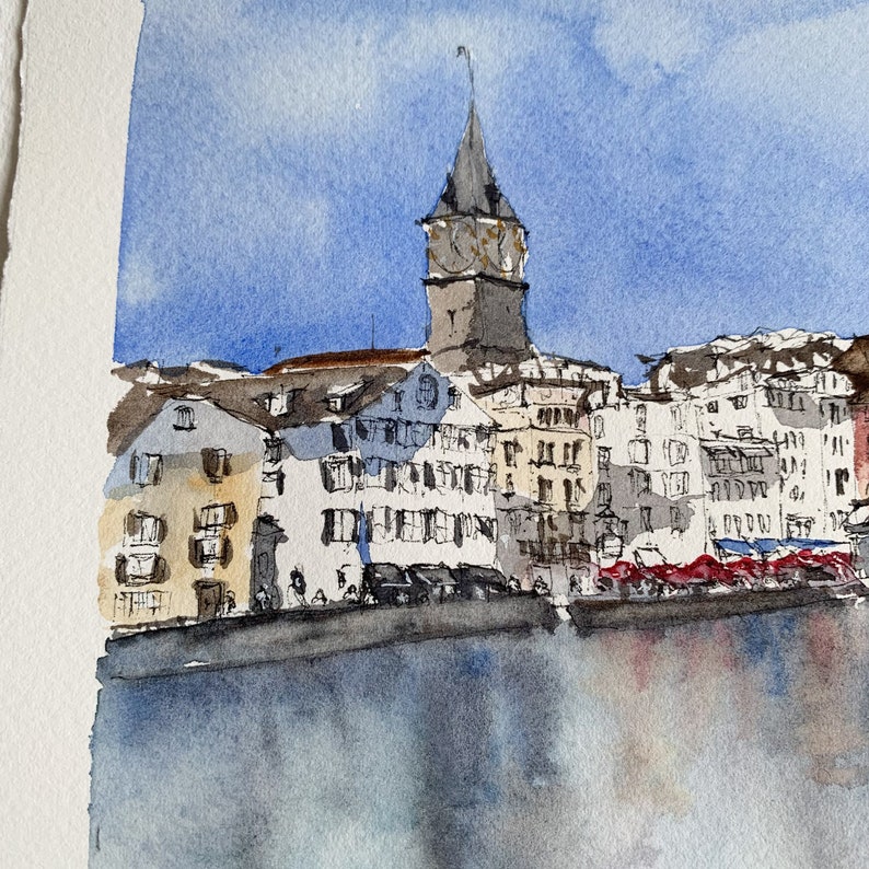 Zurich Old Town. Original Watercolor Painting. Swiss Art. Unique - Etsy
