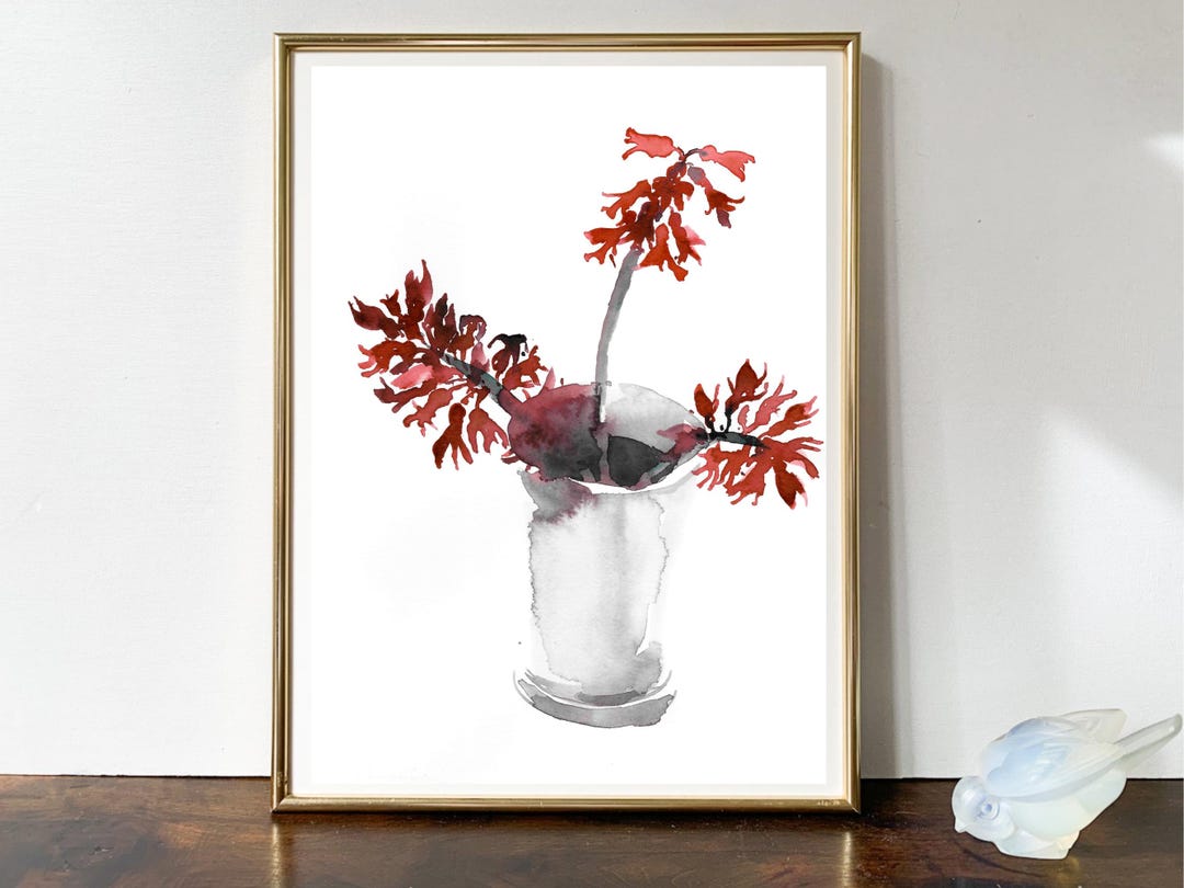 Watercolor "red Hyacinths" – Floral Still Life Painting – Unique Art - Etsy