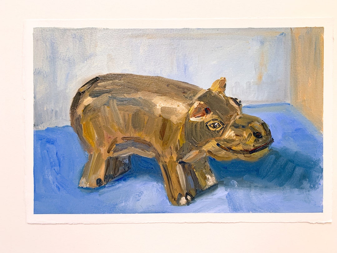 Hippopotamus Original Oil Painting. Original Oil Painting of - Etsy
