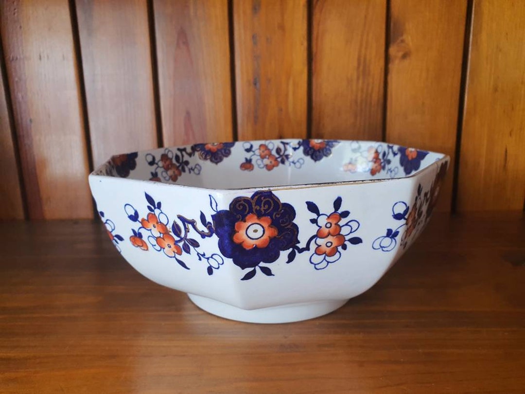 Vintage Bursley Ltd, Crown Pottery Octagonal Bowl. White With Floral ...