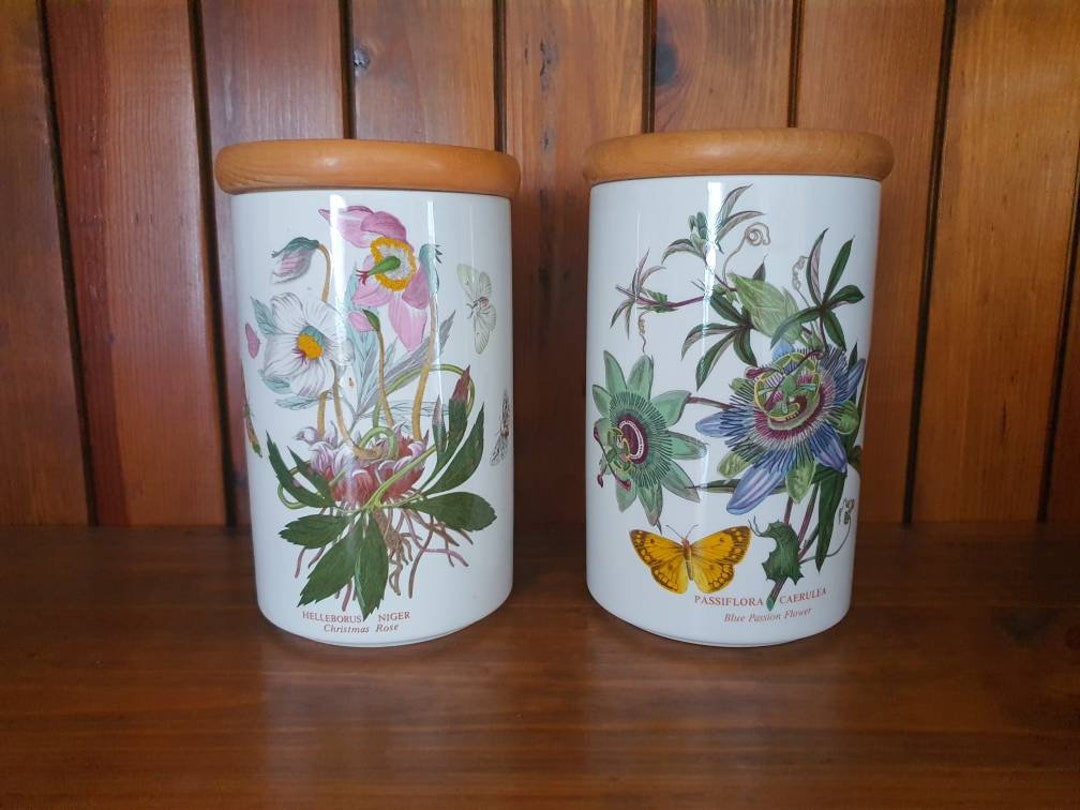 Vintage Portmeirion Botanic Garden Large Storage Jars. Christmas Rose ...