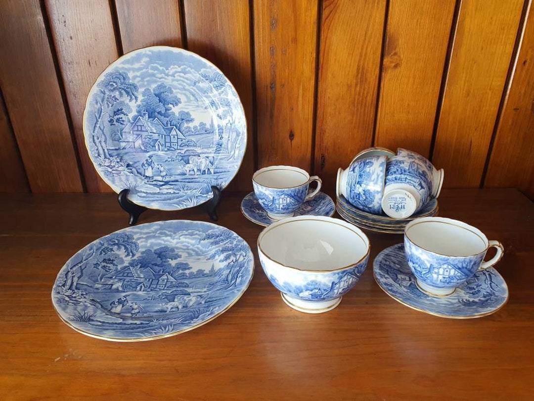 Vintage H & M Sutherland Bone China Rural Scene Pattern. Various Items ...