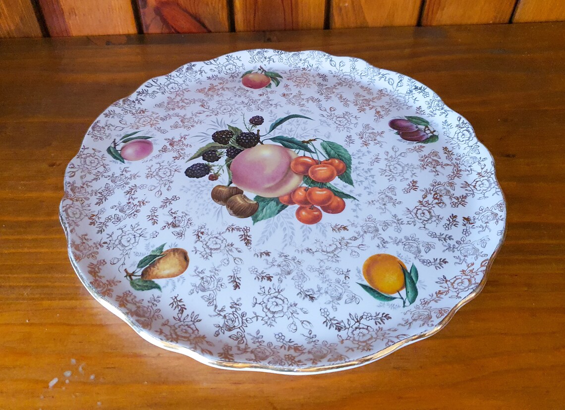 Vintage James Kent Ltd Old Foley Cake Plate With Pictures of Various ...