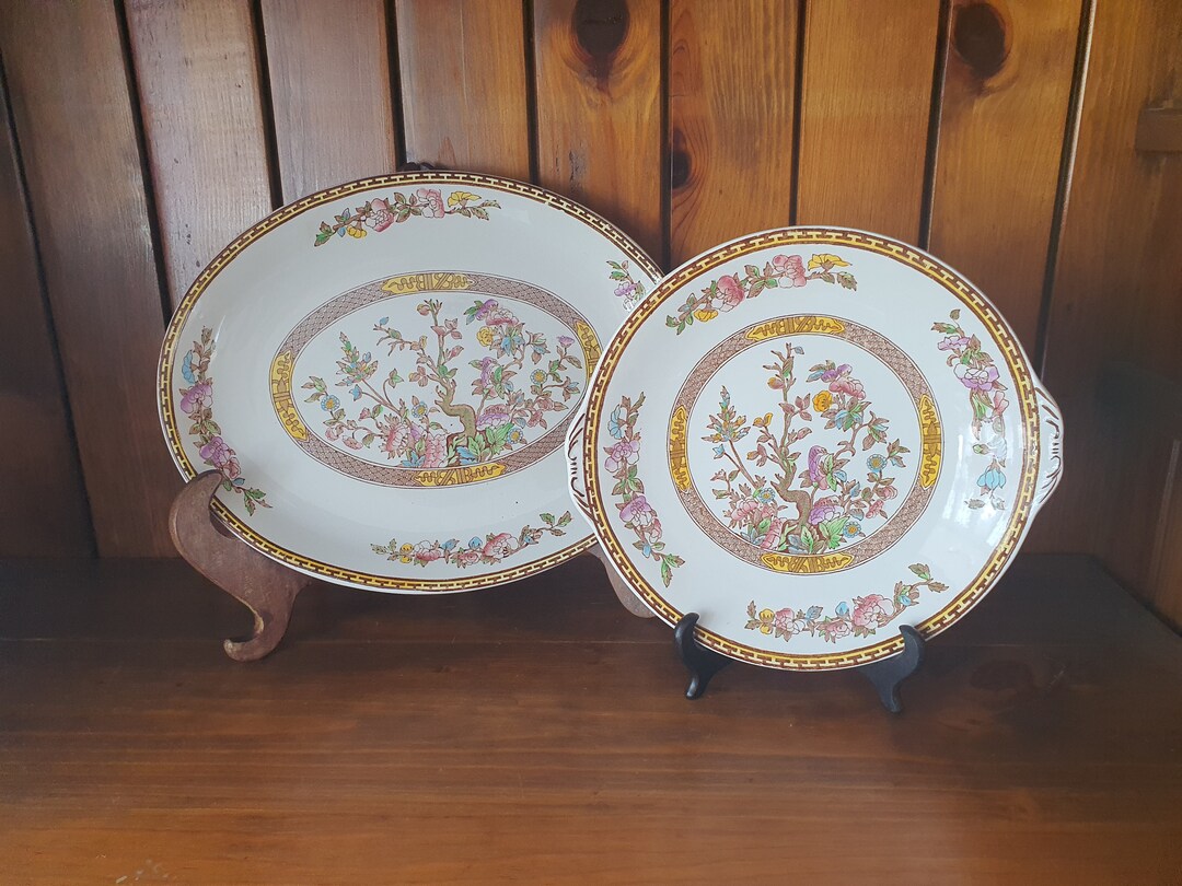 Vintage Washington Pottery Indian Tree Pattern Ironstone Oval Plate ...