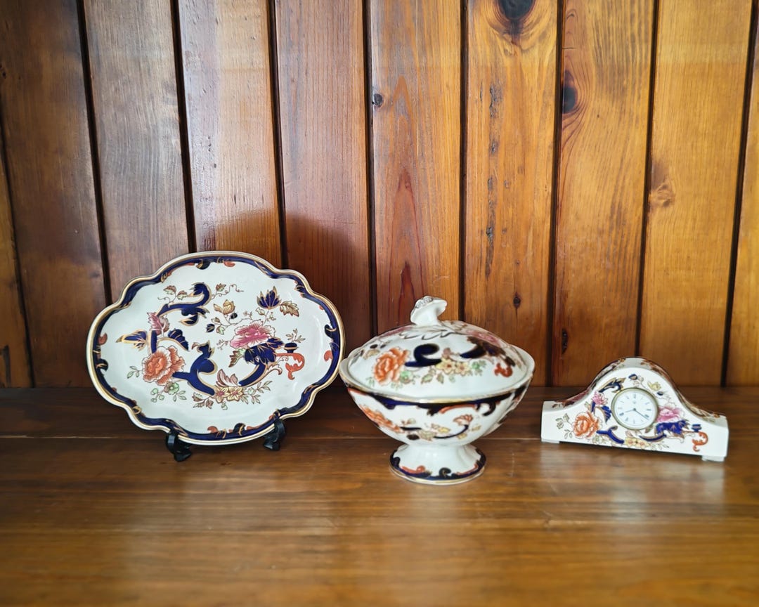 Masons Mandalay Blue Ironstone Set – Bonbon Dish, Oval Tray & Mini ...