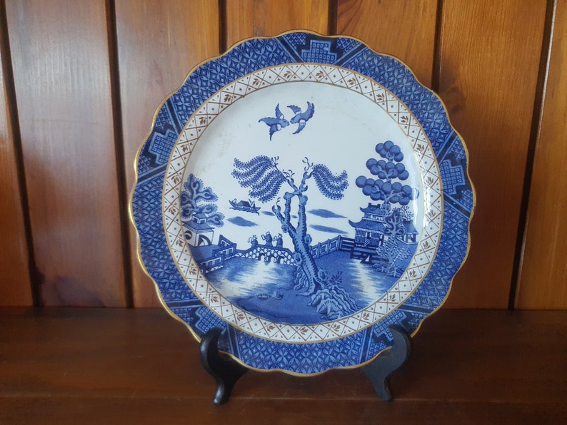 Vintage Booths Real Old Willow Plates. Blue and White With Gold ...