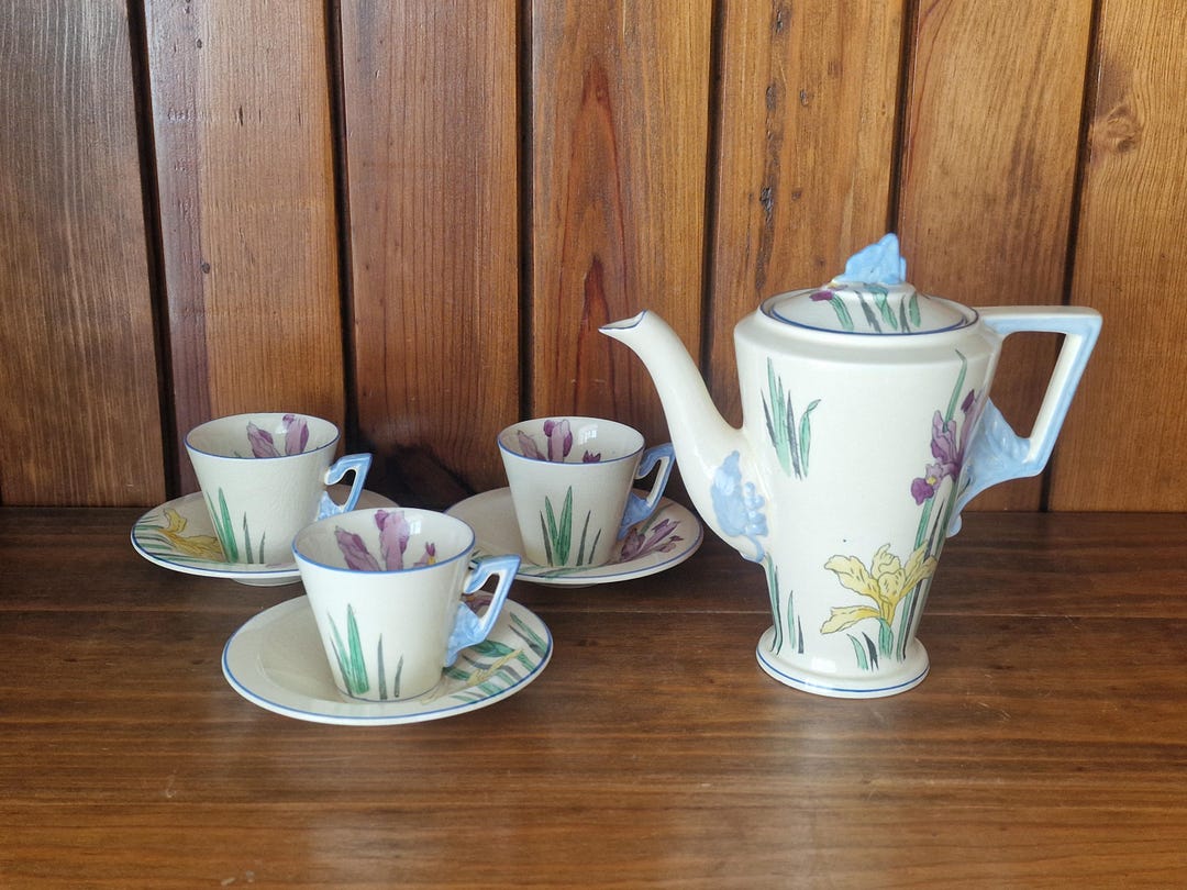 Vintage Burleigh Ware Coffee Set: Art Deco Zenith Iris Design - Etsy UK