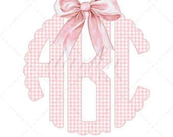 Love Shack Fancy Scalloped Monogram PNG Digital Download | Watercolor ...