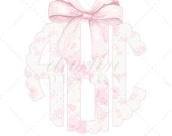 Love Shack Fancy Scalloped Monogram PNG Digital Download | Watercolor ...