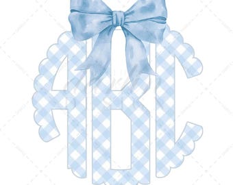 Love Shack Fancy Scalloped Monogram PNG Digital Download | Watercolor ...