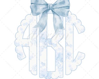 Love Shack Fancy Scalloped Monogram PNG Digital Download | Watercolor ...