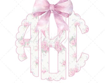Love Shack Fancy Scalloped Monogram PNG Digital Download | Watercolor ...