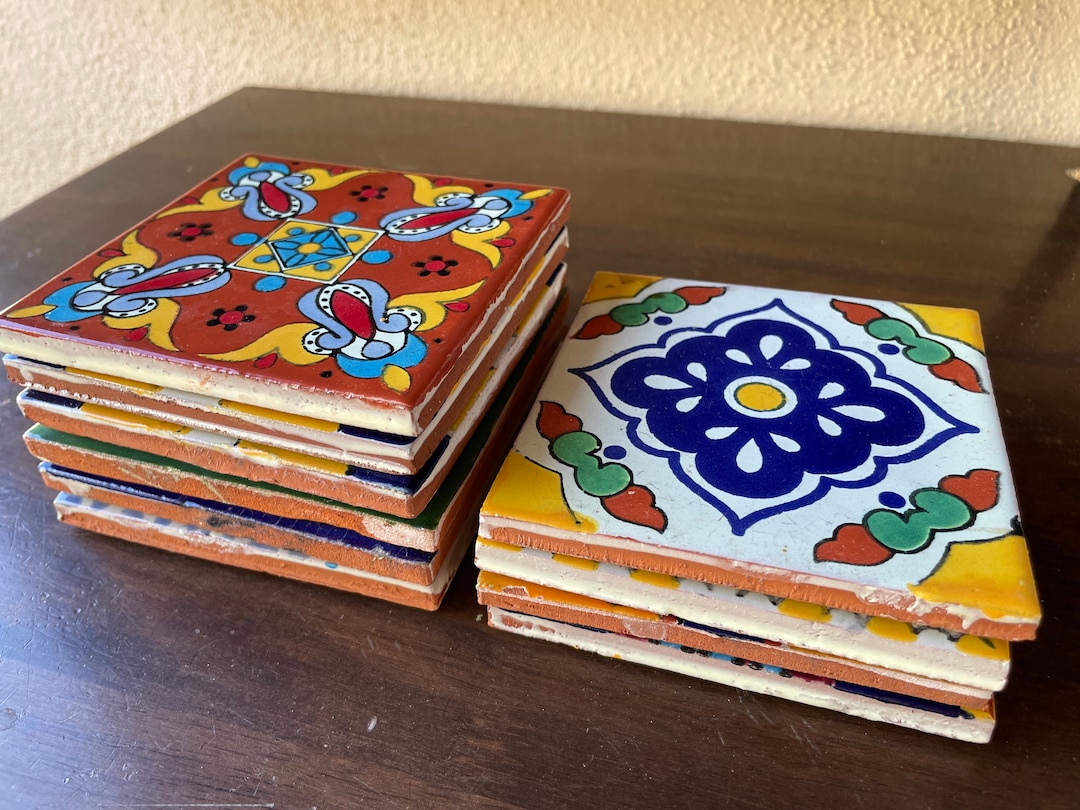 Mexican Talavera Tile Coasters – 4x4 Ceramic Drink Coaster Set With ...