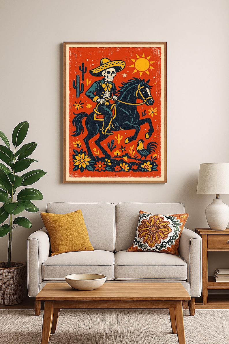 Skeleton Charro Horse Rider Digital Download Print | Día De Los Muertos ...